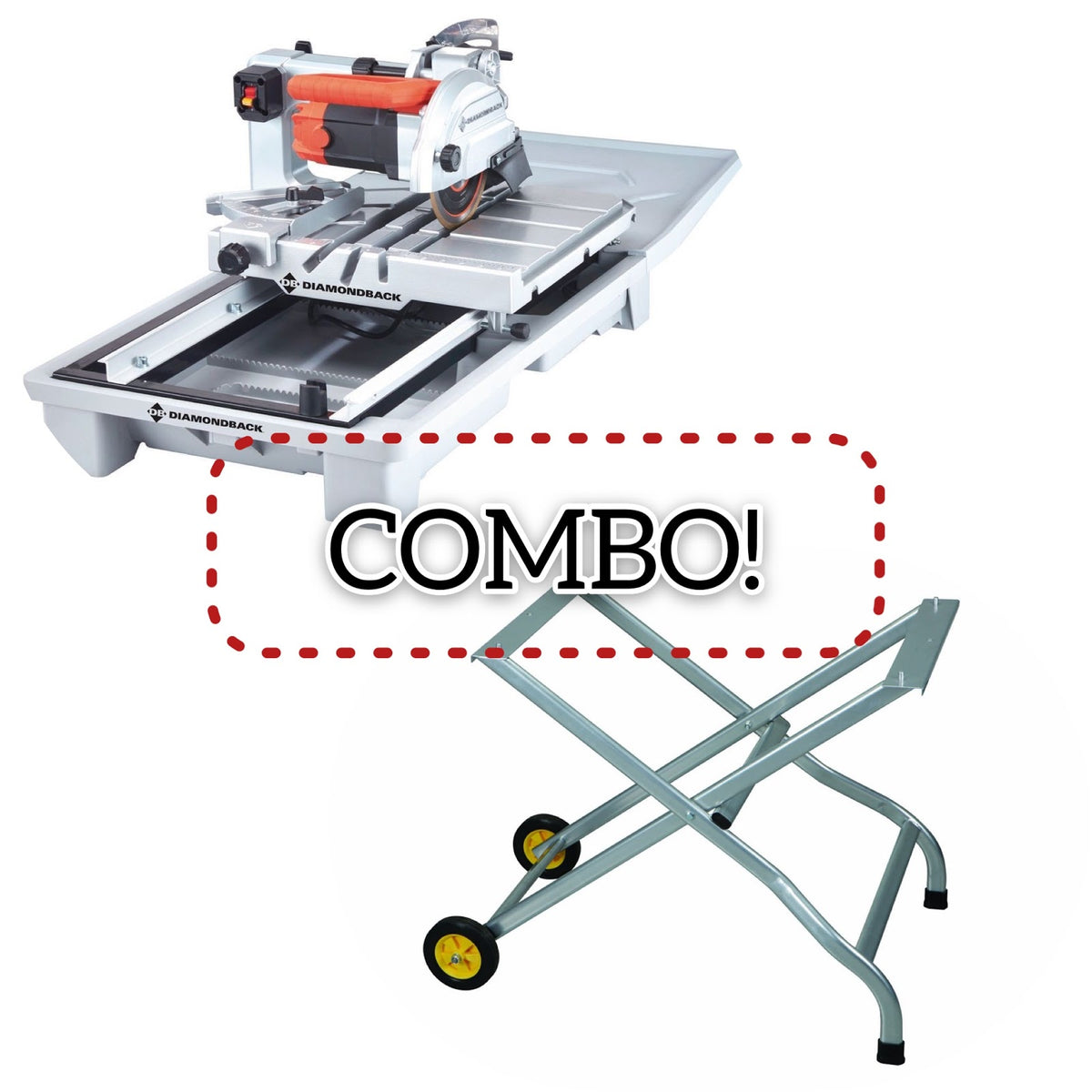 7 In. Wet Tile Saw with Sliding Table and Folding Stand with Wheels Co ...